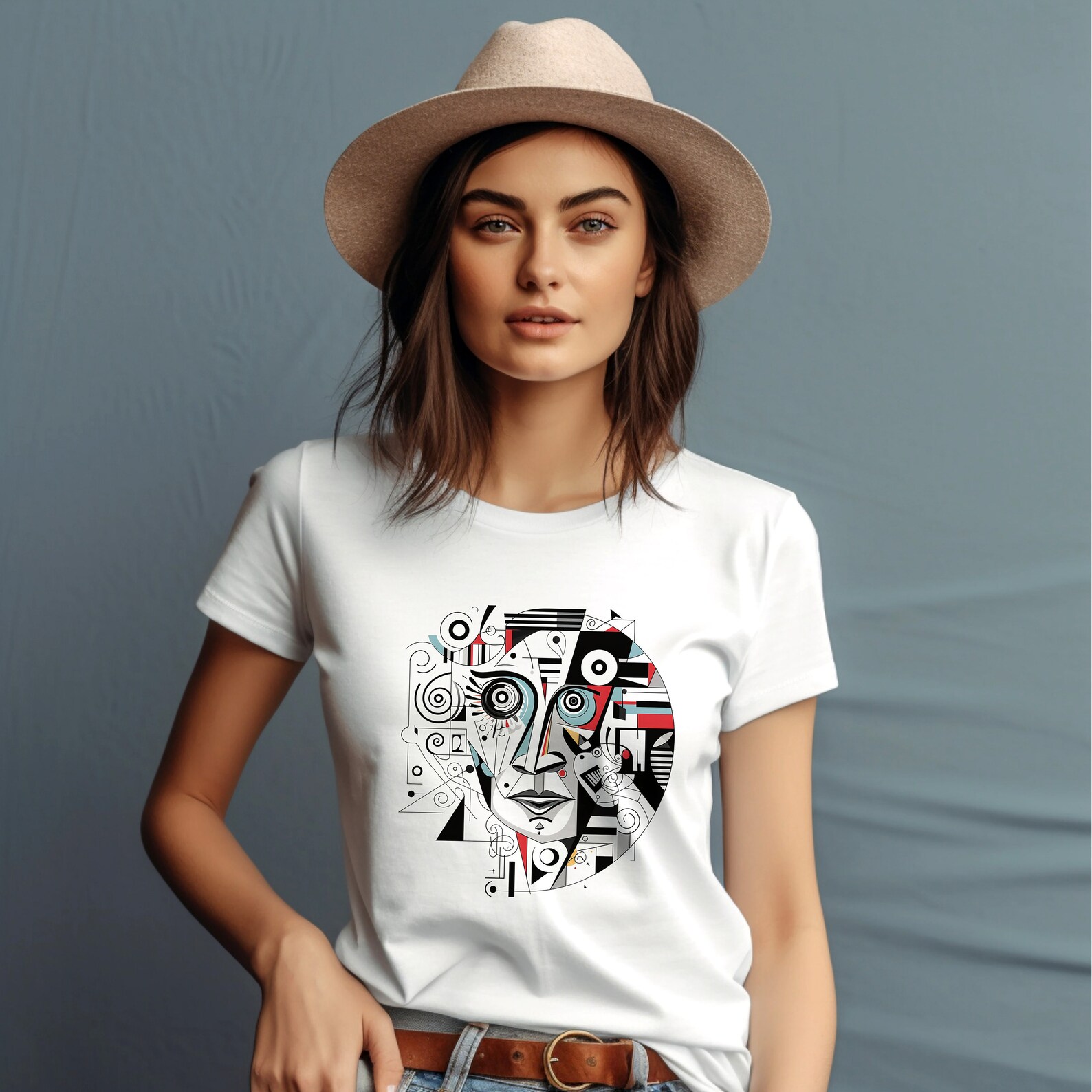 Black and White Portrait Art T Shirt, Modern Portrait Art Shirt, Modern ...