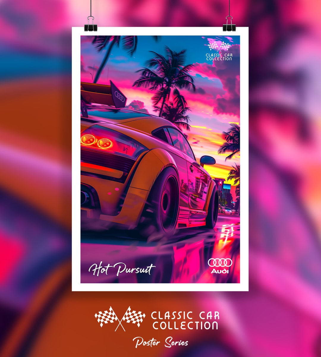 Audi TT RS Sports Car Poster - Classic Car Collection, Car Lover Art ...