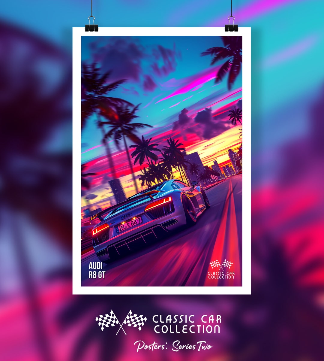 Audi R8 GT Sports Car Poster - Classic Car Collection, Car Lover Art ...