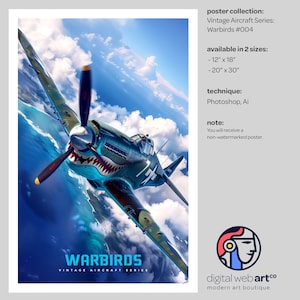 P-40 Warhawk WWII Plane Poster: Vintage Aircraft Series - P40 Over ...