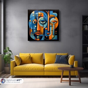 Blue and Orange Portrait Modern Art, Abstract Art Gift, Modern Art Gift ...