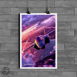 F-35 Lightning Fighter Jet Poster at Dawn - Military Art, Aviation ...