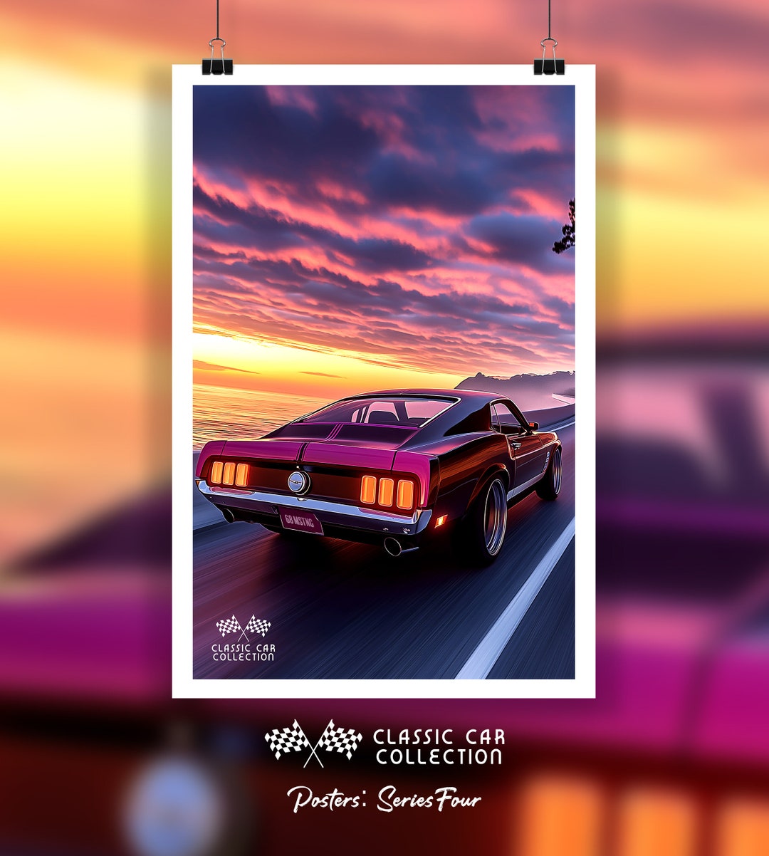 1968 Mustang GT Fastback Poster, Pacific Coast Highway Car Print - Etsy