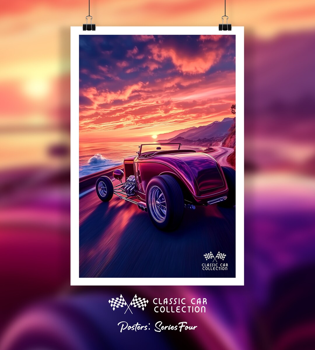 1932 Ford Roadster Poster | Sunset Hot Rod Garage Decor - Etsy