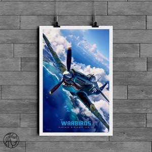 P-40 Warhawk WWII Plane Poster: Vintage Aircraft Series - P40 Over ...