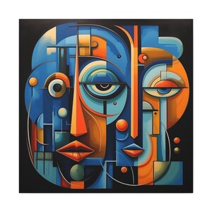 Blue and Orange Portrait Modern Art, Abstract Art Gift, Modern Art Gift ...