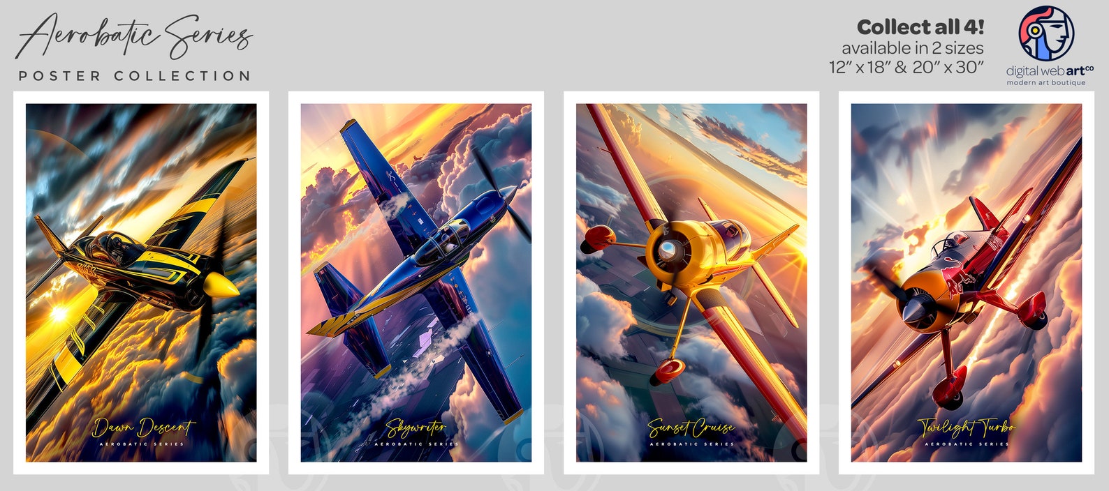Aerobatic Stunt Plane Poster: Sunset Cruise, Aviation Art - Etsy
