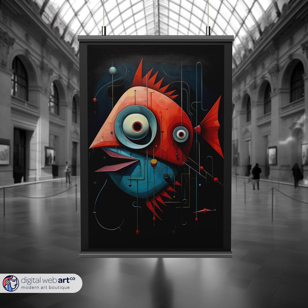 Angler Fish 06 Art Poster - Dada Style Angler Fish Poster, Fish Lover ...