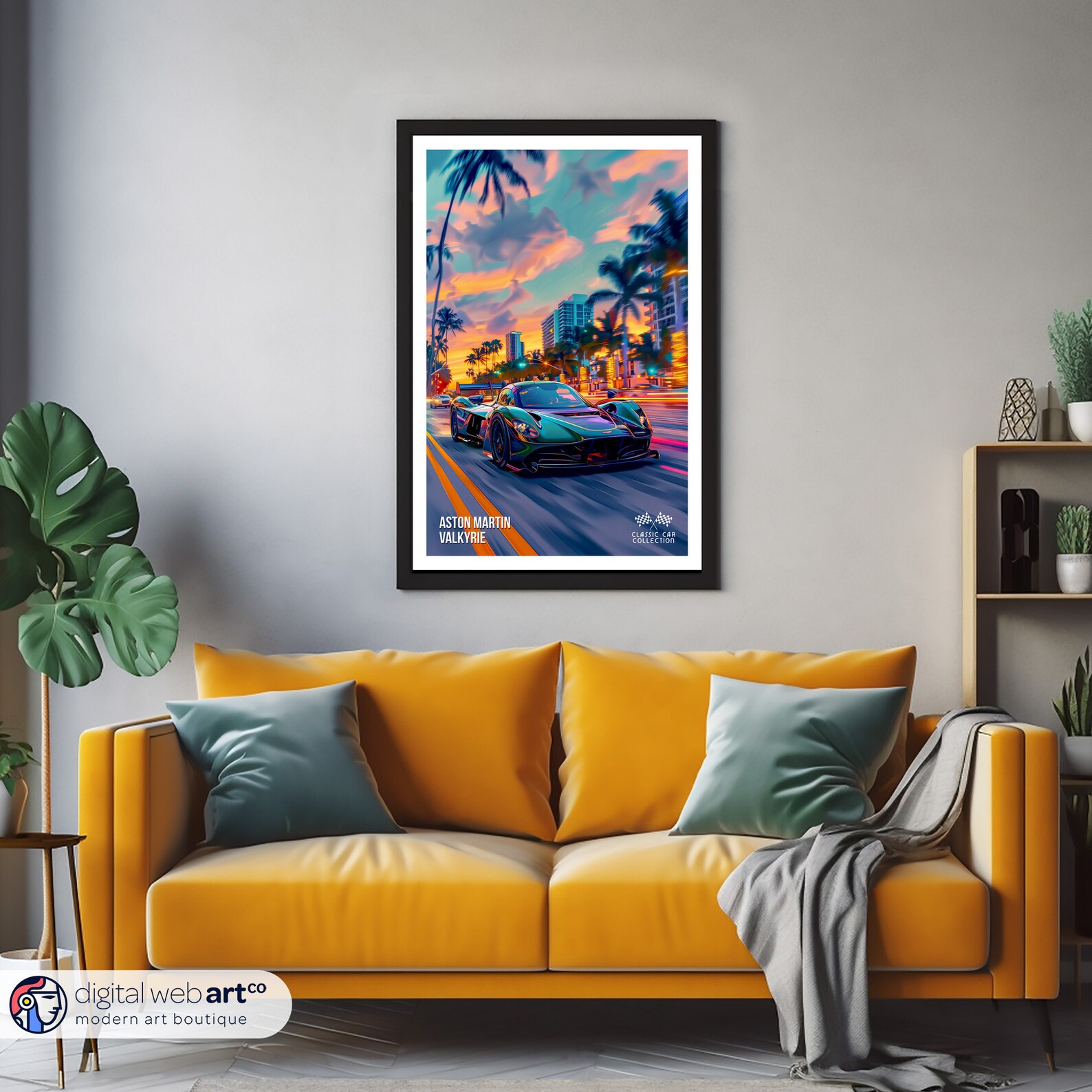 Aston Martin Valkyrie Poster – Miami Sunset, Classic Car Art - Etsy