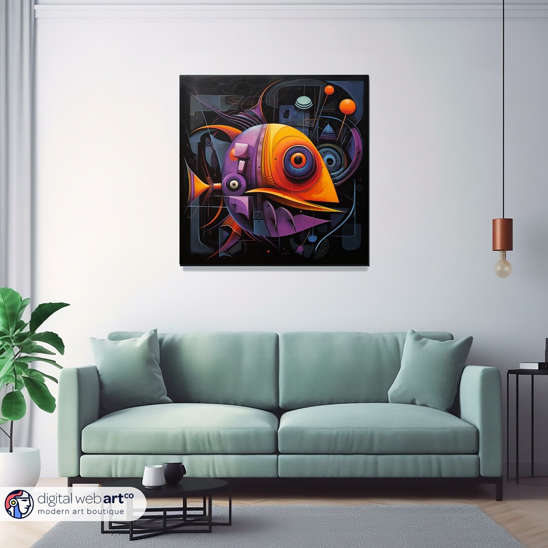 Angler Fish #13 Orange Dada Style Angler Fish Artwork, Modern Fish ...