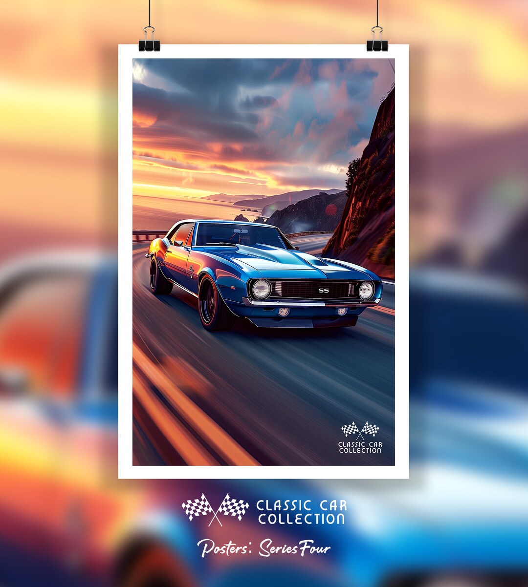 Classic Car Wall Art, Vintage Hot Rod Poster, Retro Garage Decor, Man ...