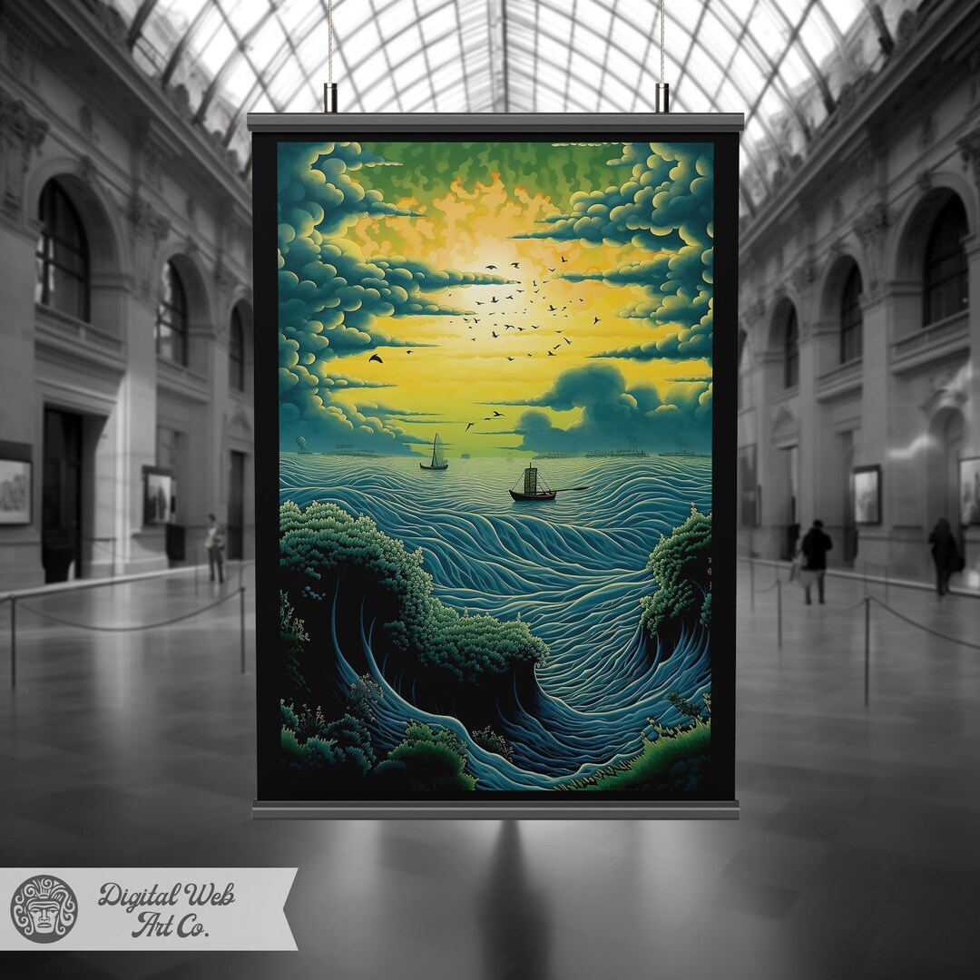 Surreal Ocean Landscape Poster - Seaside Sunrise Poster - 2 Sizes 12 ...