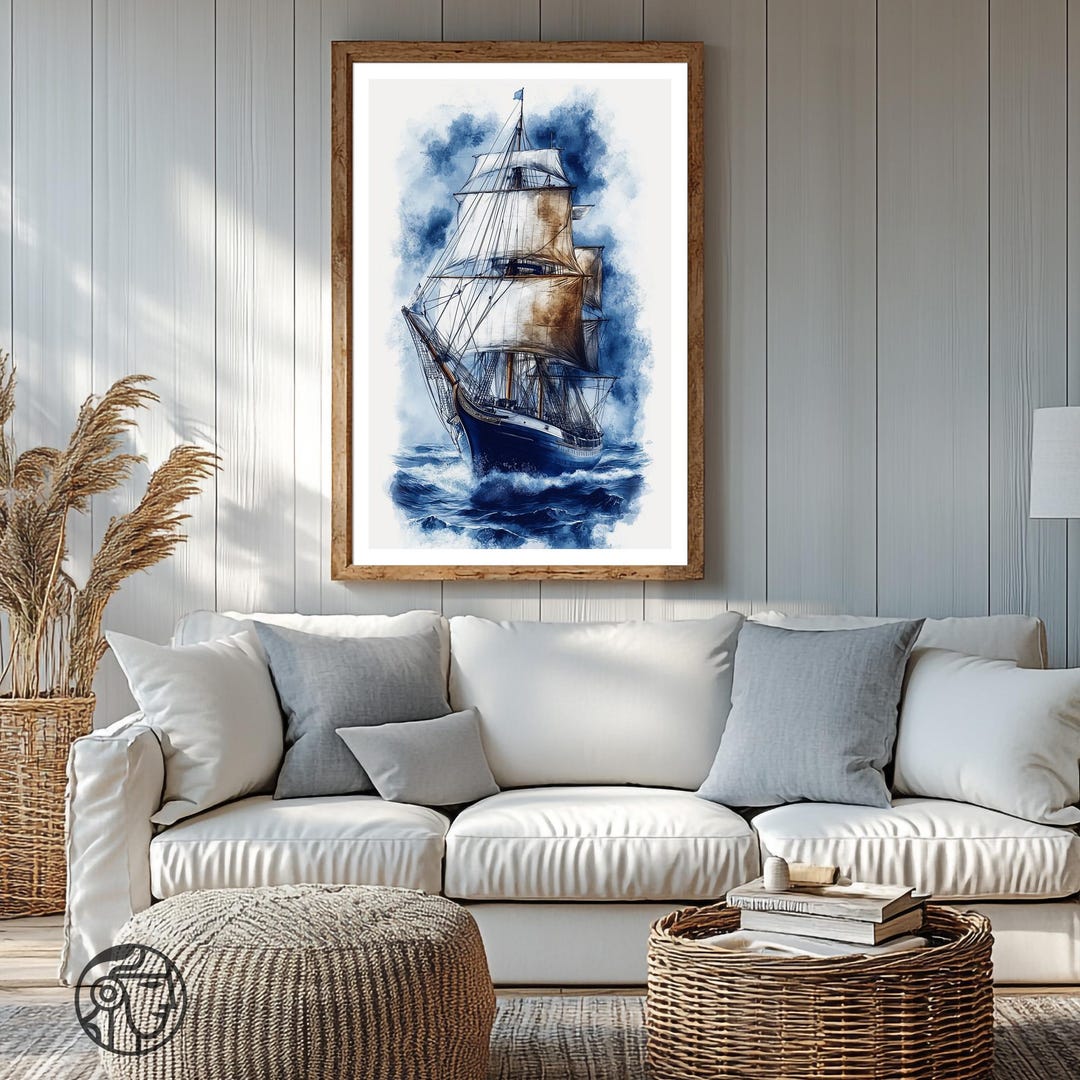Vintage Sailing Ship Poster | Nautical Wall Art | Old Ship Print ...