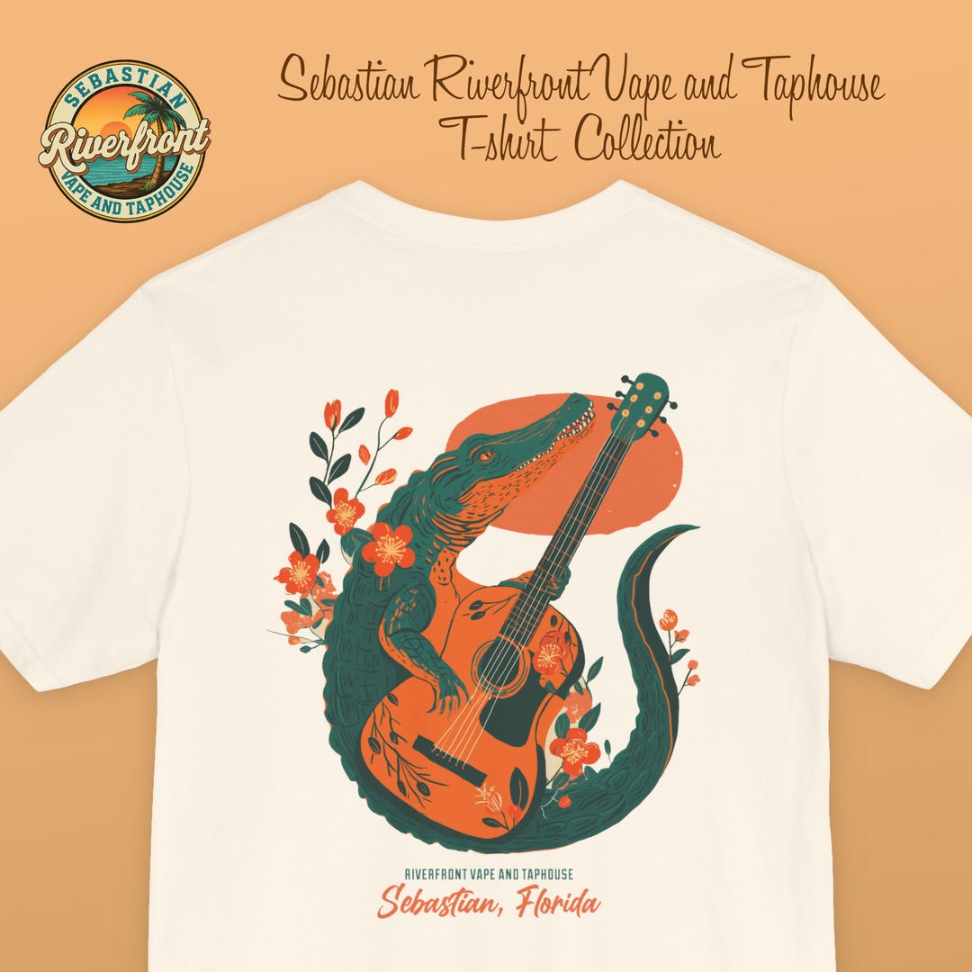 Folk Guitar Gator, Sebastian Riverfront Vape and Taphouse T-SHIRT - Etsy
