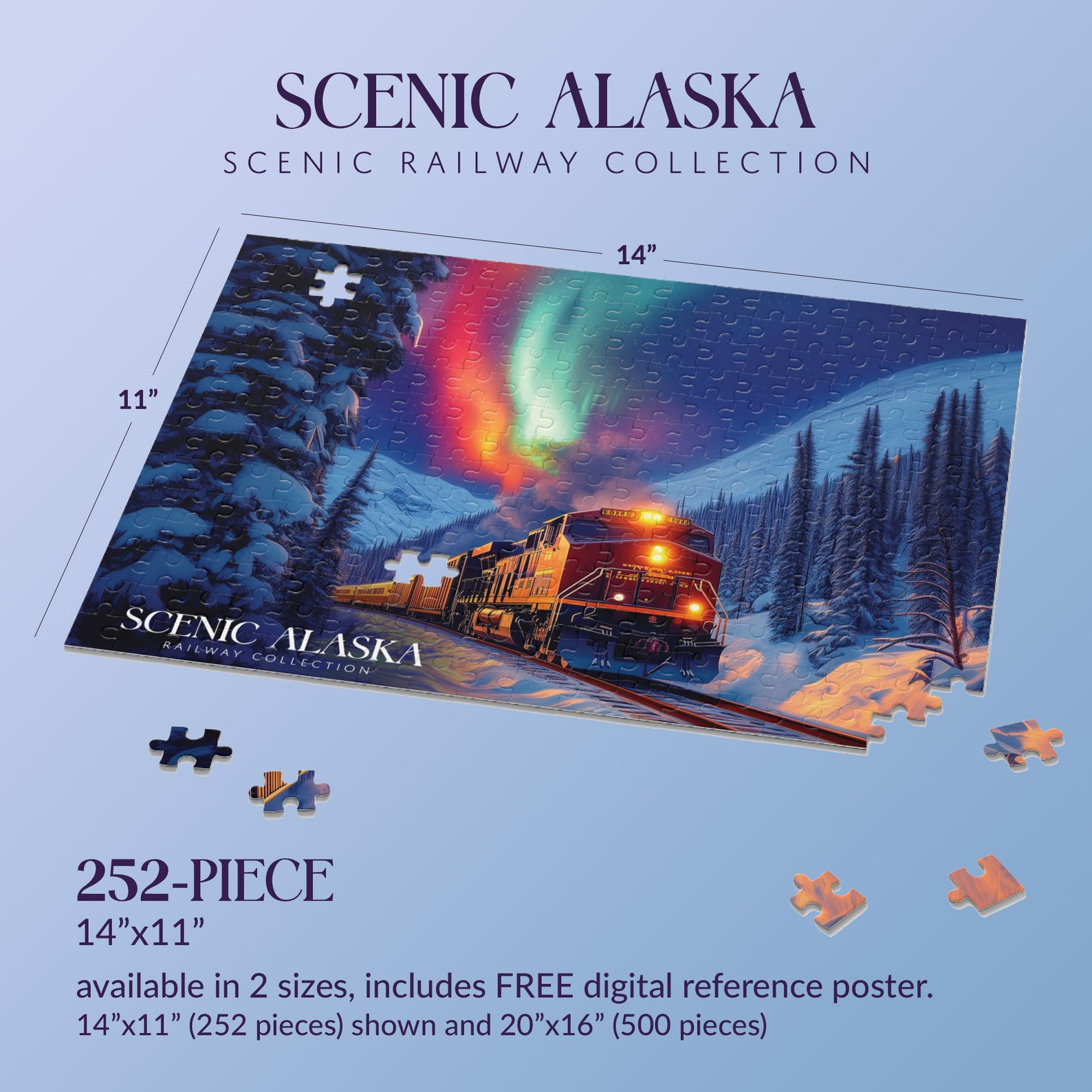 Scenic Alaska Railway Puzzle - Red Diesel Locomotive in Alaska ...