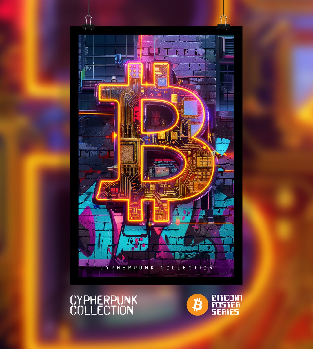 Bitcoin Logo Graffiti Art Poster BTC, Crypto, Digital Gold, HODL ...