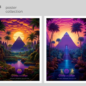 Egypt Pyramid Poster - Valley of the Kings, Egyptian Poster, Desert Art ...