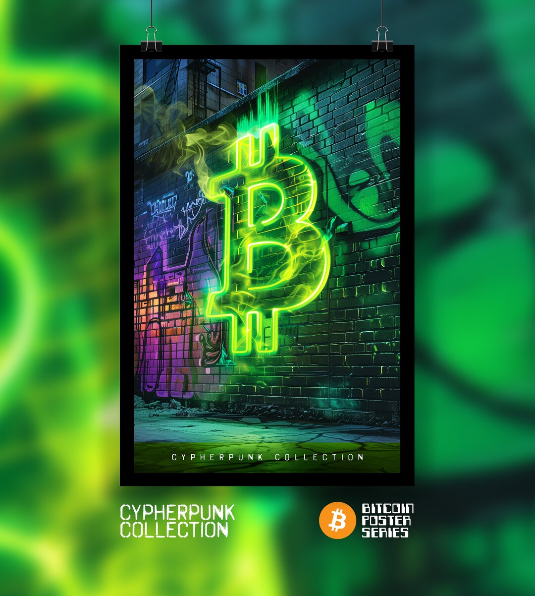 Bitcoin Logo Graffiti Art Poster BTC, Crypto, Digital Gold, HODL ...