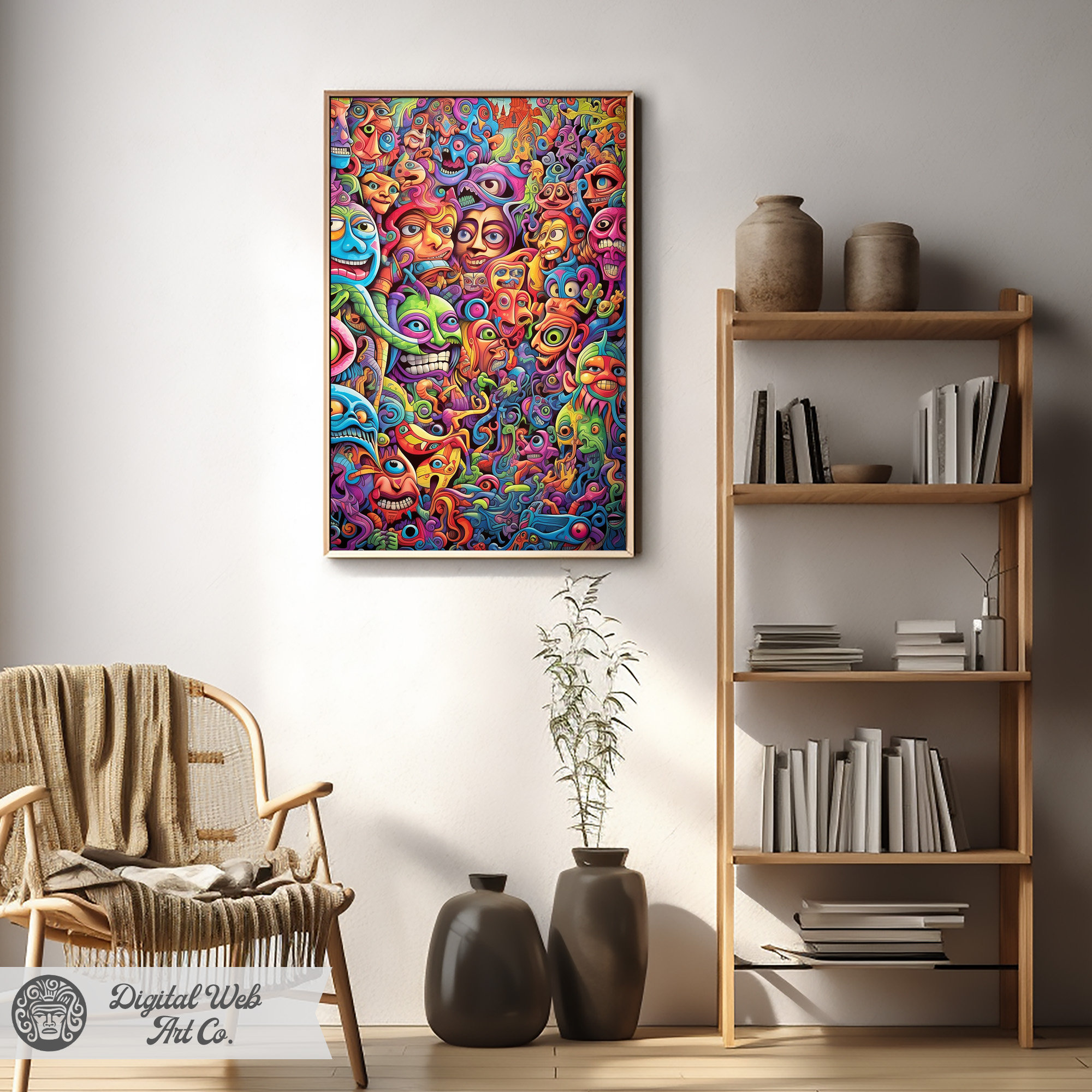 Abstract Cartoon Character Collage Artwork the Party Crowd Poster 2 ...