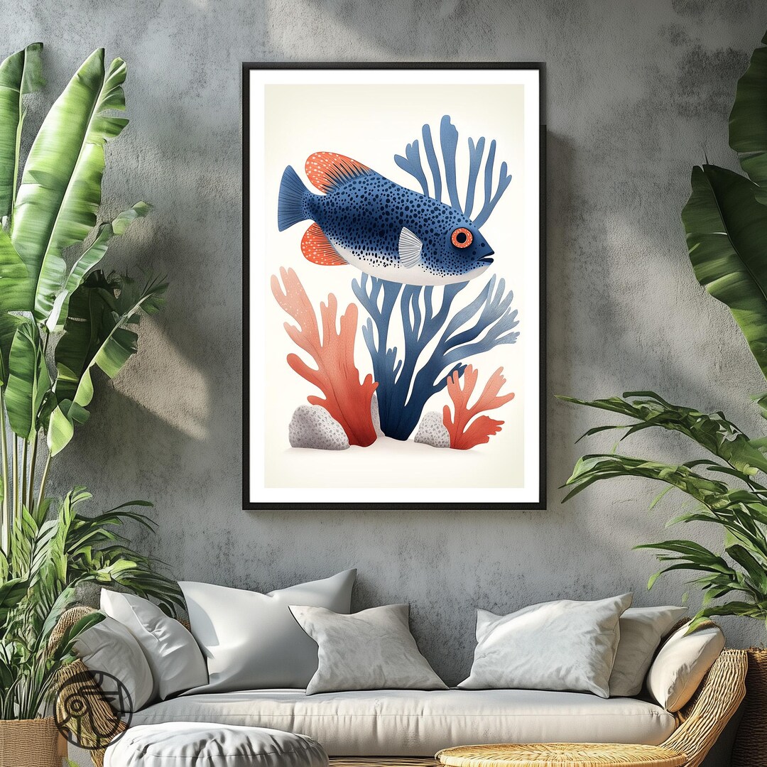 Satin Poster, Tropical Fish With Coral, Ocean Life Art Print ...