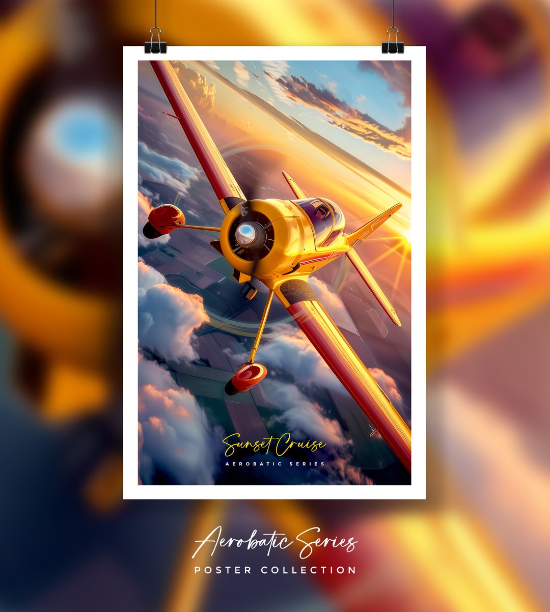 Aerobatic Stunt Plane Poster: Sunset Cruise, Aviation Art - Etsy