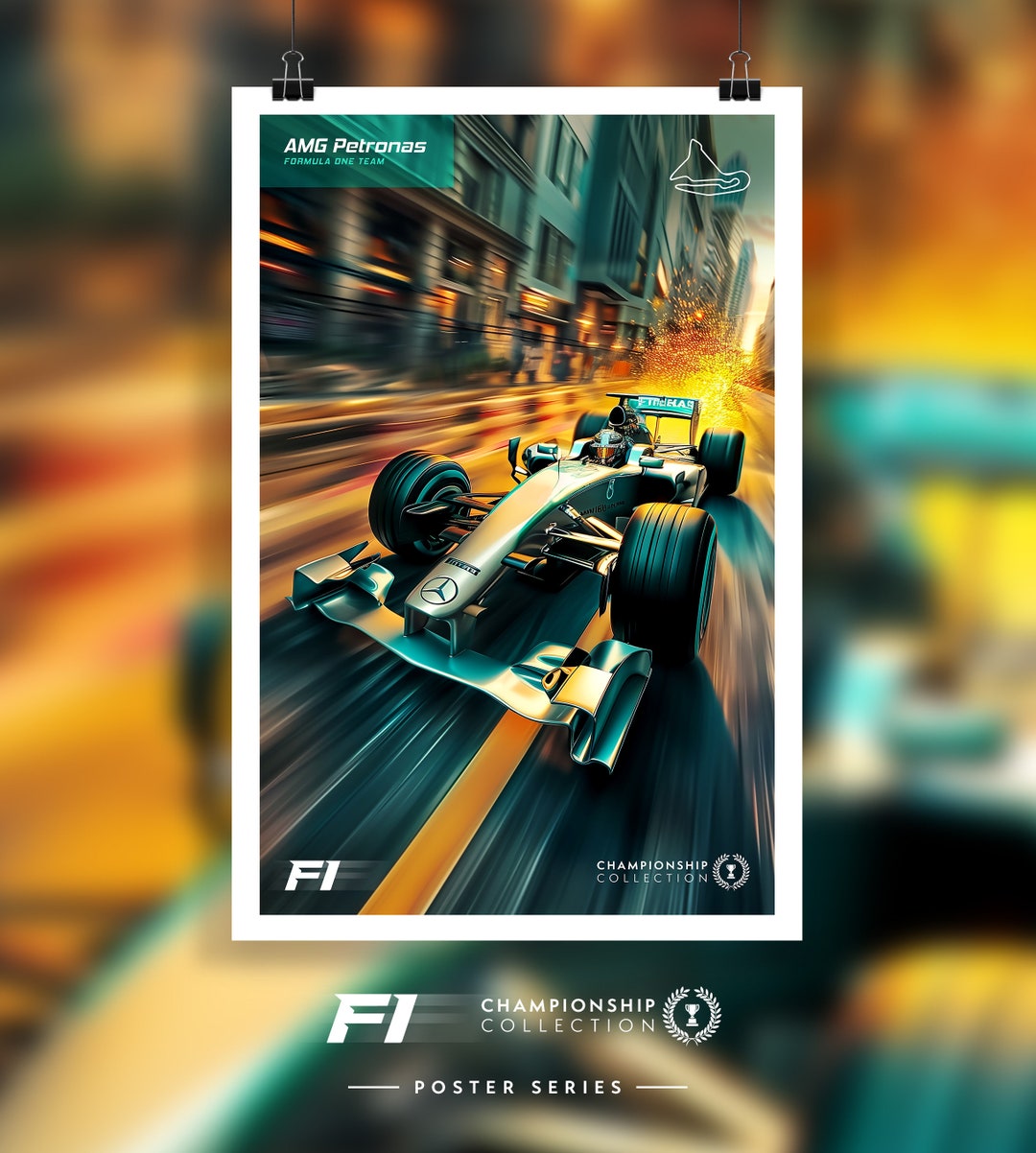 AMG Petronas Formula 1 Car Poster – Auto Racing Art - Etsy