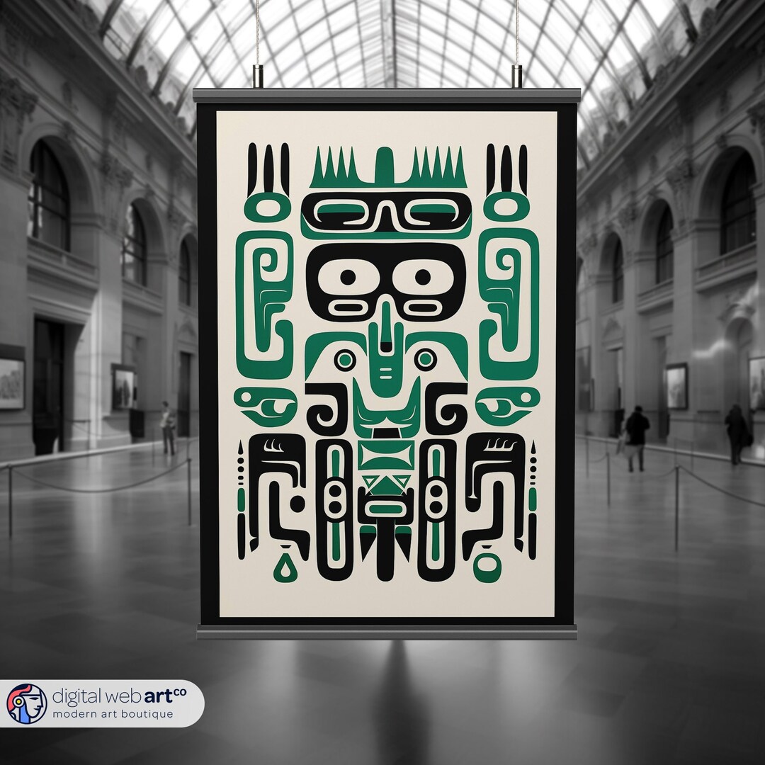 Native American Inspired Art - Green, Bauhaus Art Poster, Line Art ...