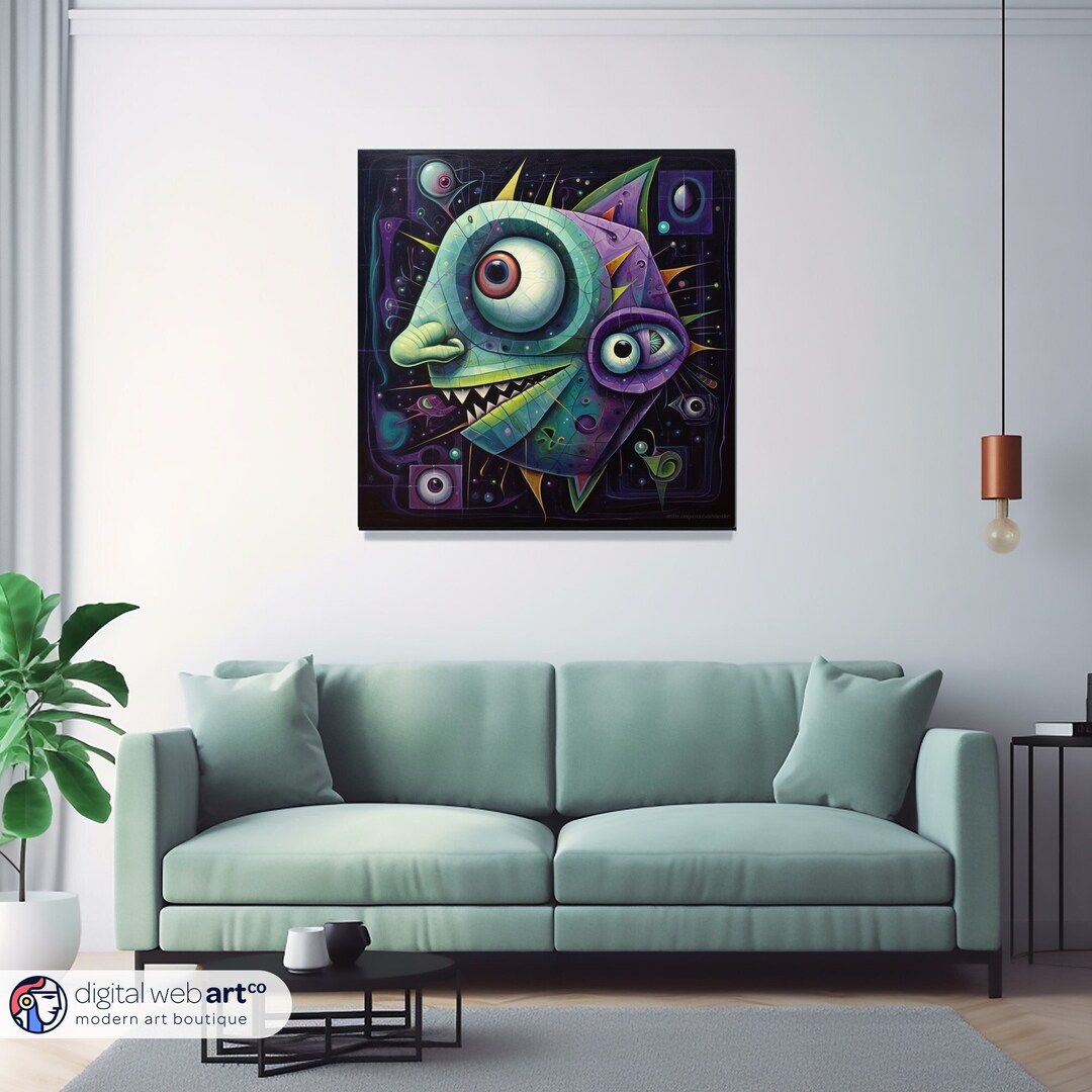 Angler Fish 10 Blue Dada Style Angler Fish Artwork, Modern Fish Artwork ...