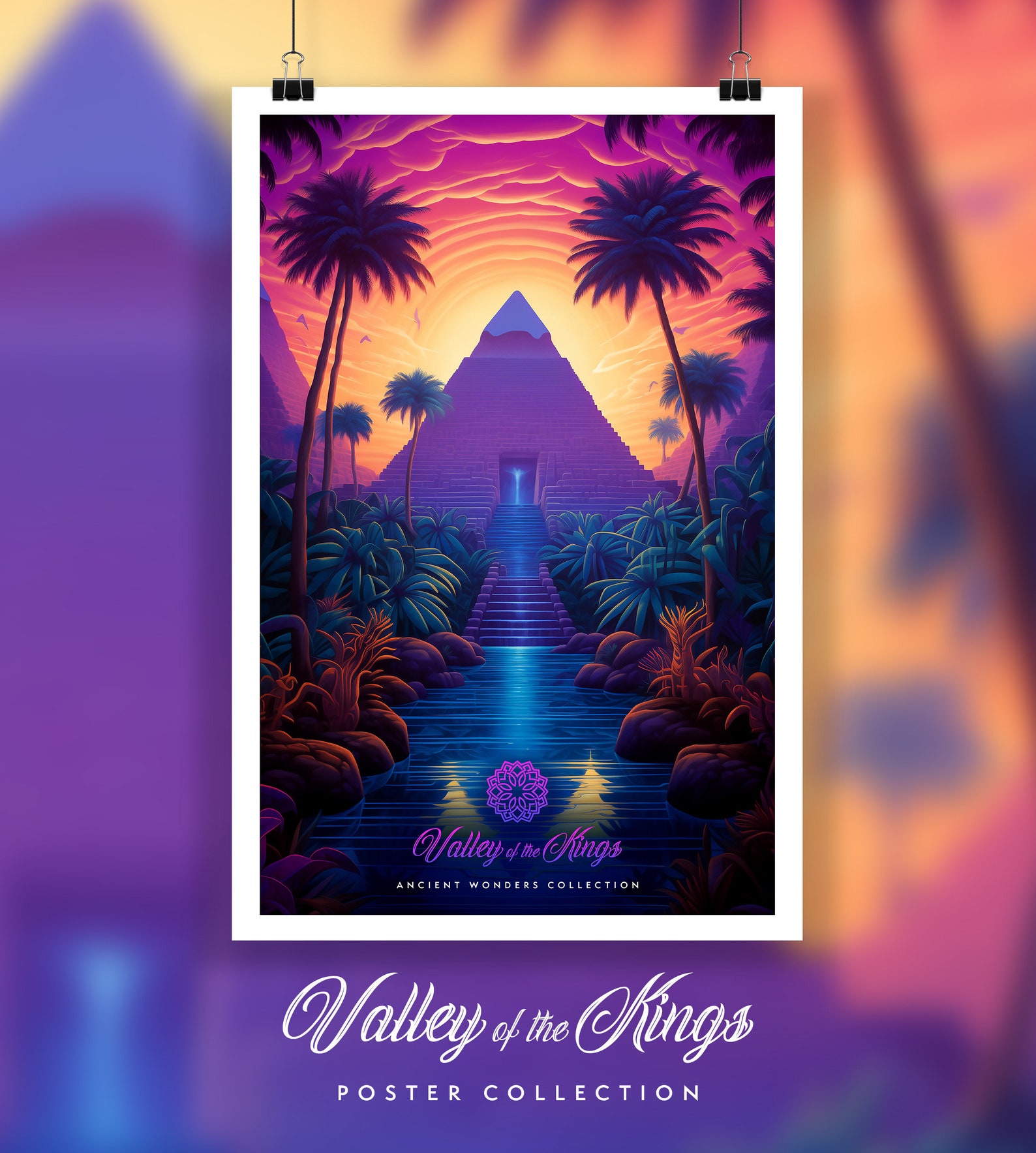 Egypt Pyramid Poster - Valley of the Kings, Egyptian Poster, Desert Art ...