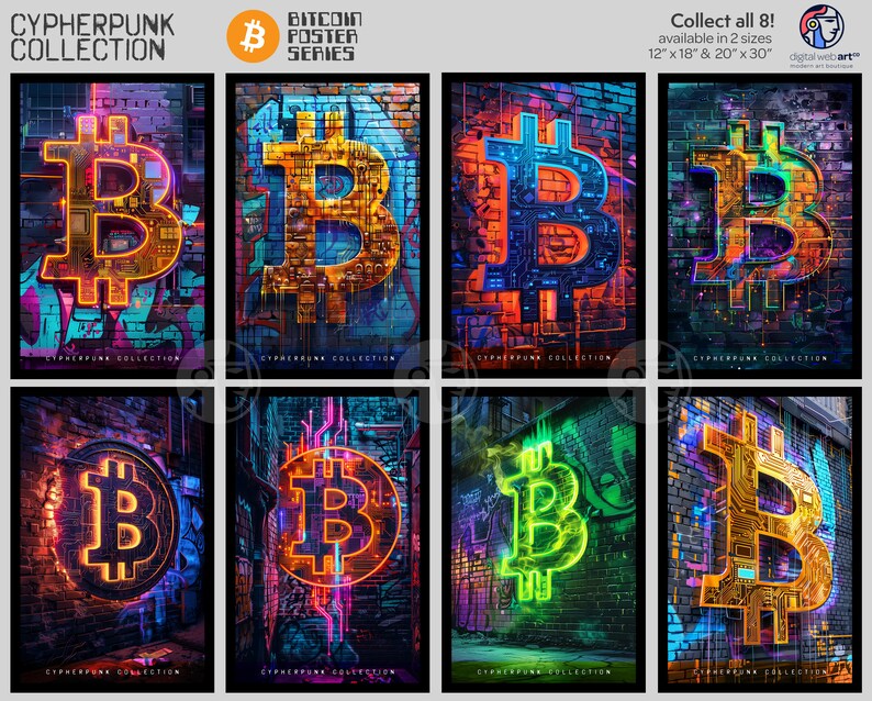 Bitcoin Logo Graffiti Art Poster BTC, Crypto, Digital Gold, HODL ...