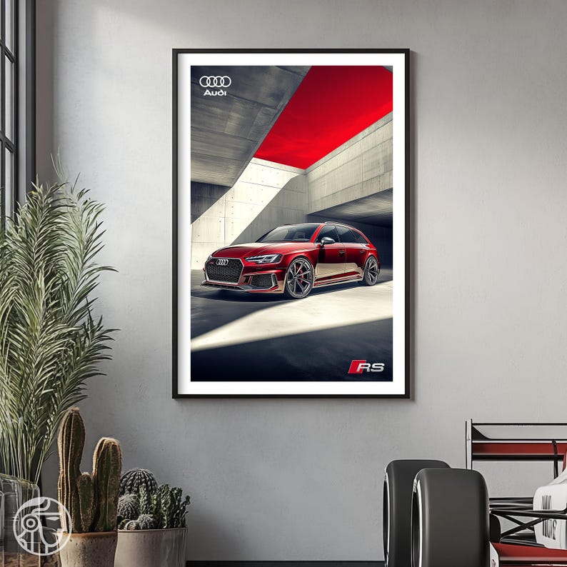 Audi RS4 Poster: Minimalist Line Art Print for Car Enthusiasts - Etsy
