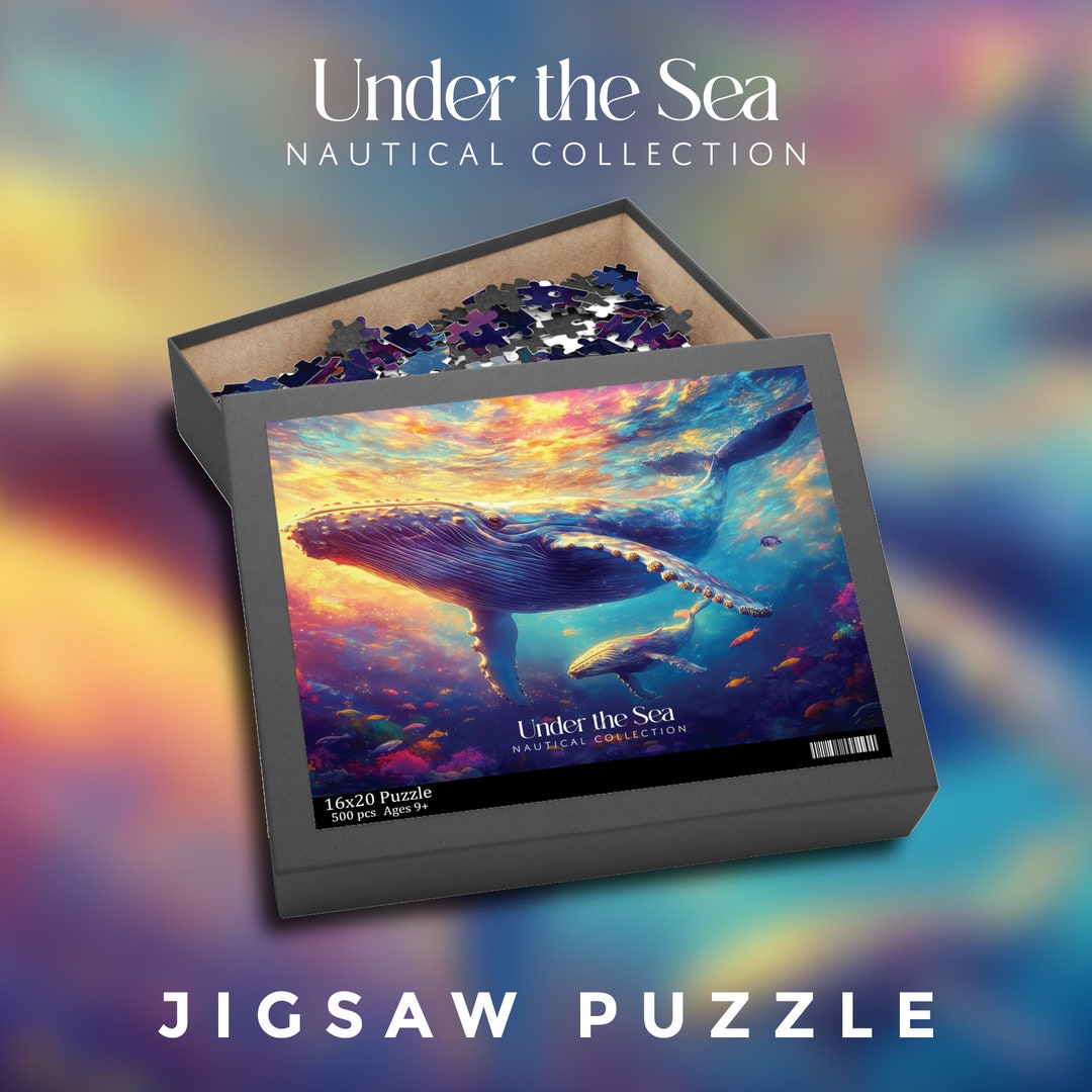 Humpback Whale With Calf Puzzle: Nautical Collection, Whale Swimming in ...