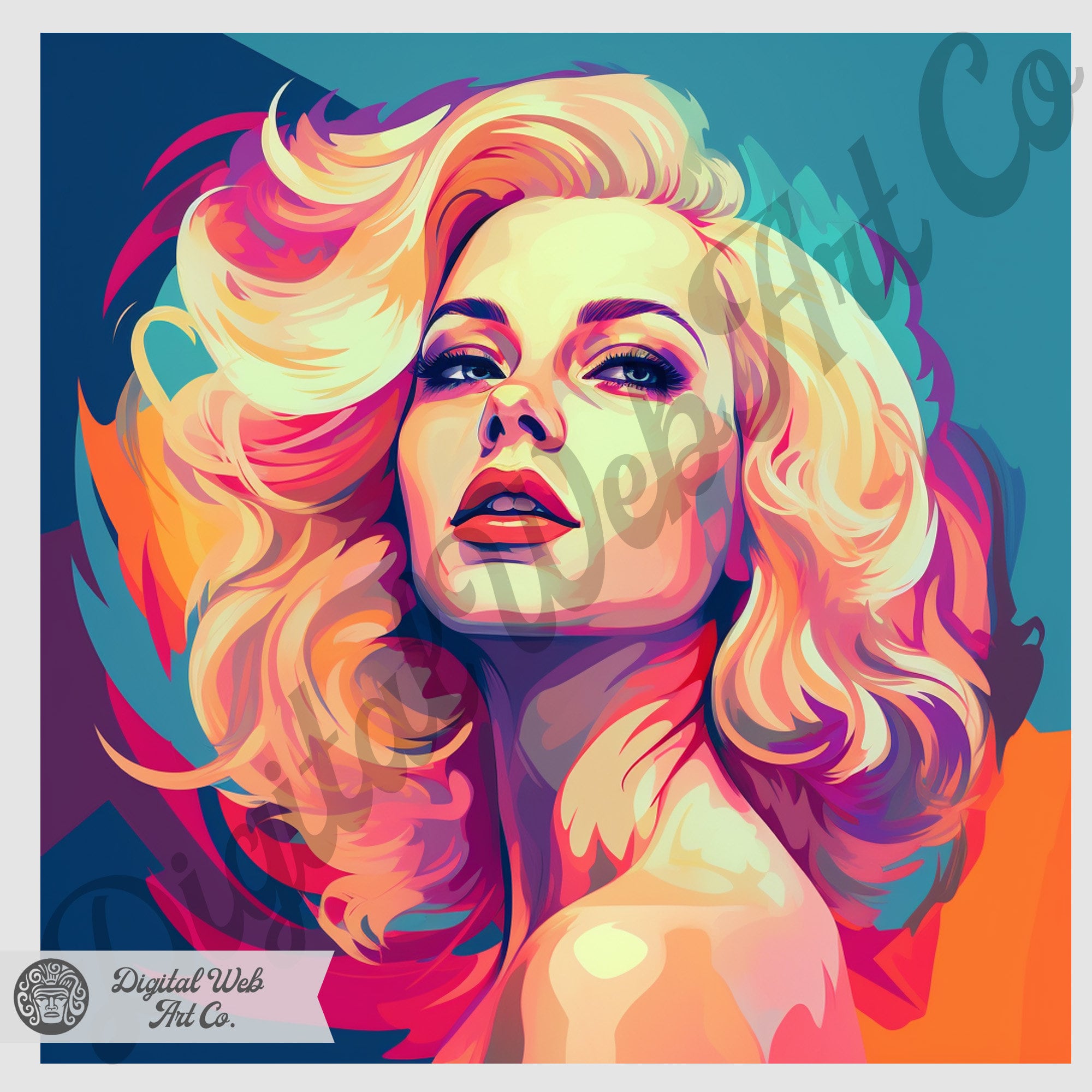 Blonde Female Pop Art, Modern Art Portrait, Blonde Allure Woman Pop ...