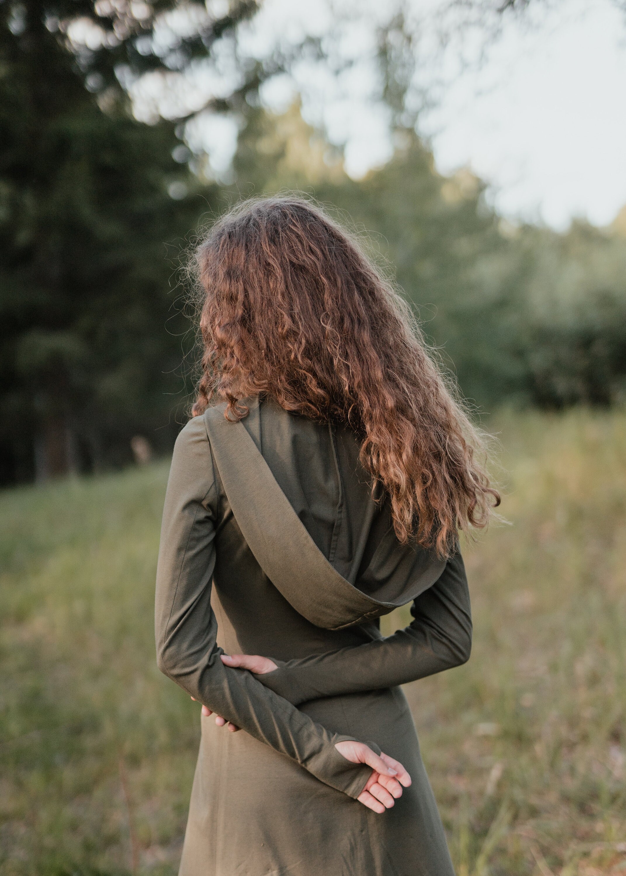 Woodland Fairy Pixie Dress - Moss Green Long Sleeve Dress With Hoddie - Etsy