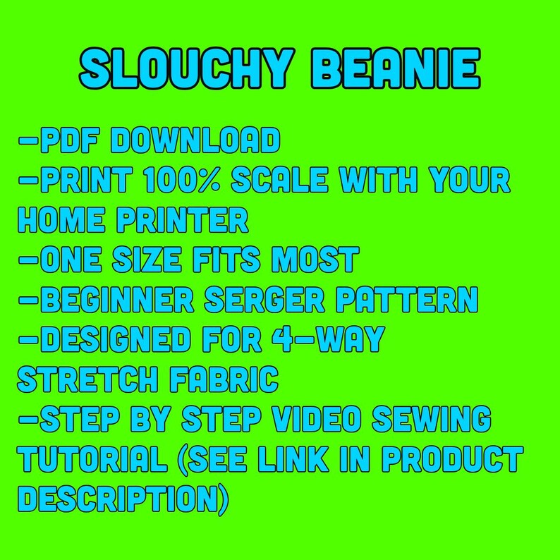 Slouchy Beanie Sewing Pattern – Oversized DIY Hat – Serger-friendly PDF Download - Etsy