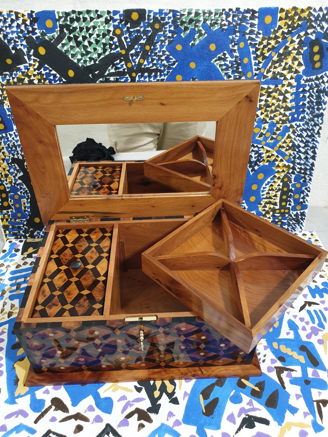 Juniper Box Hand Maded 100 Percent With Mirror and 6 Storage - Etsy