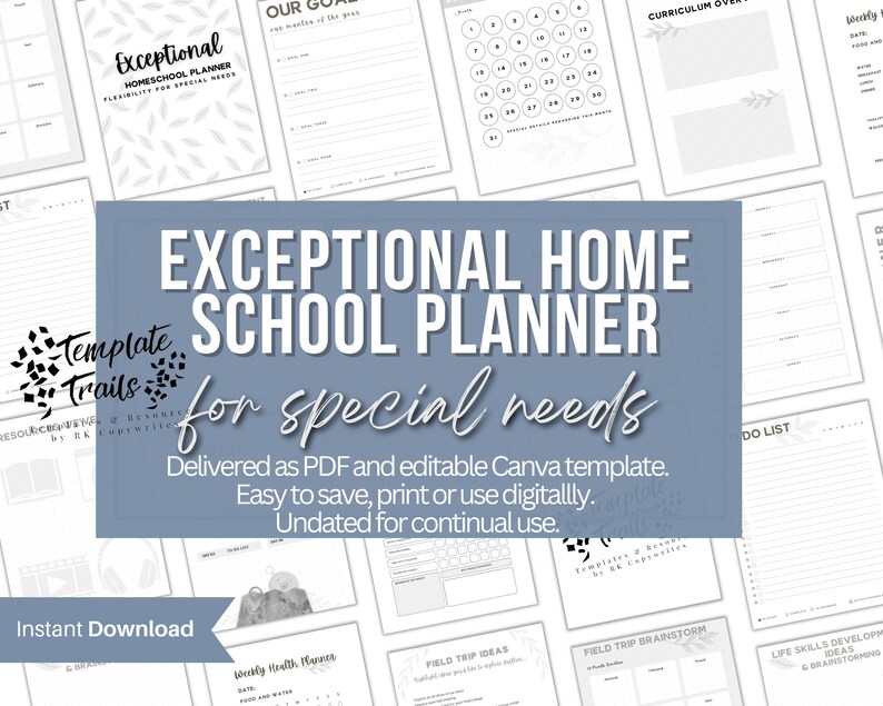 Special Needs Homeschool Planner Printable PDF - Etsy