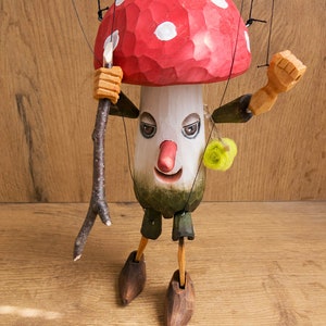 Red Toadstool Puppet Hand-carved - Etsy
