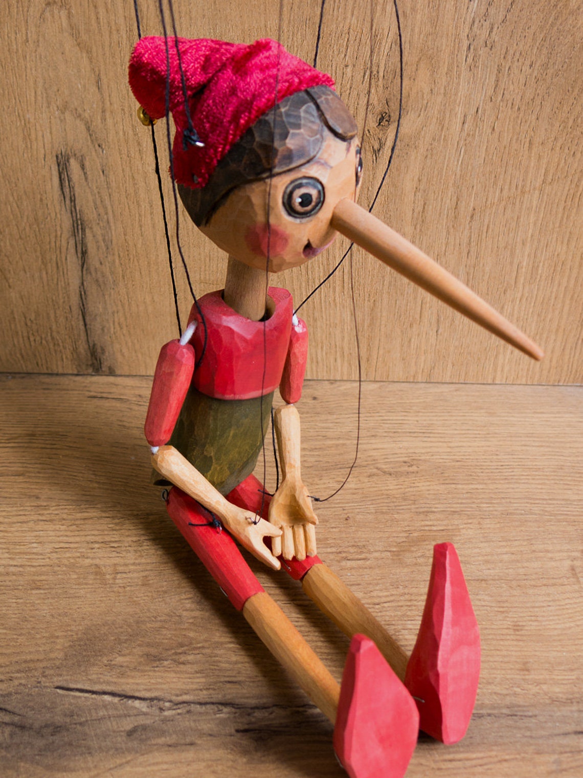 Wooden Pinocchio Puppet 11.8" / 30cm – Hand-carved String Marionette - Etsy