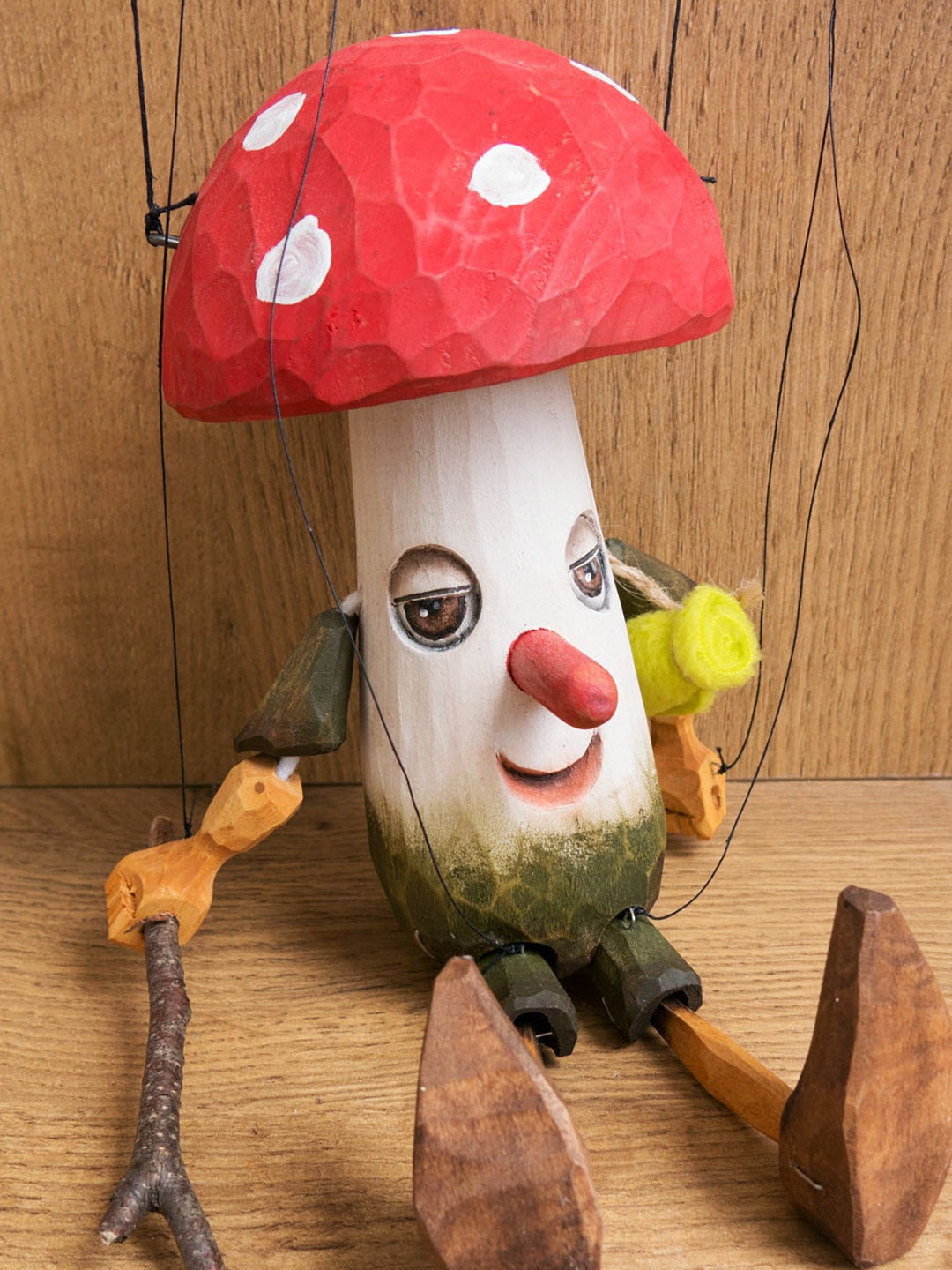 Red Toadstool Puppet Hand-carved - Etsy