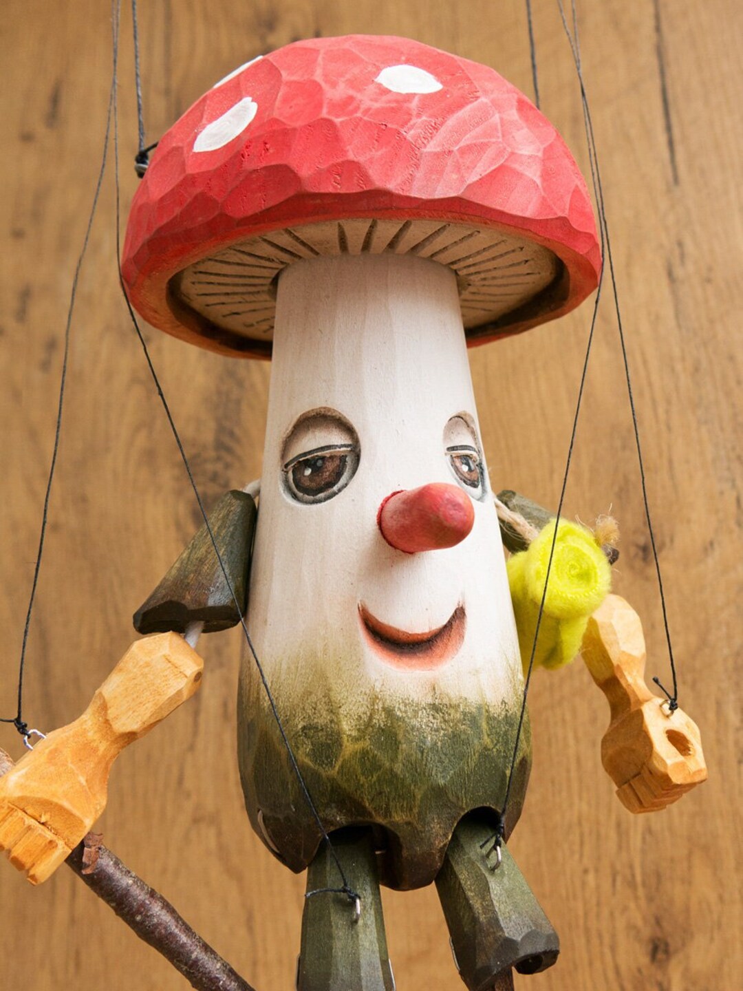 Red Toadstool Puppet Hand-carved - Etsy