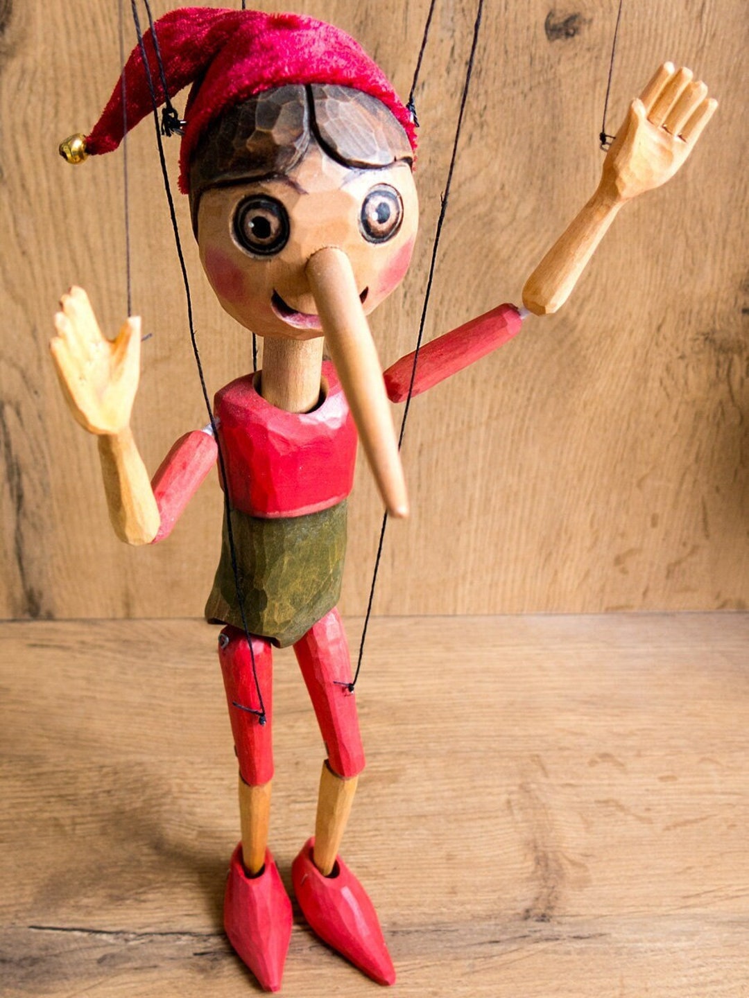 Wooden Pinocchio Puppet 11.8" / 30cm – Hand-carved String Marionette - Etsy