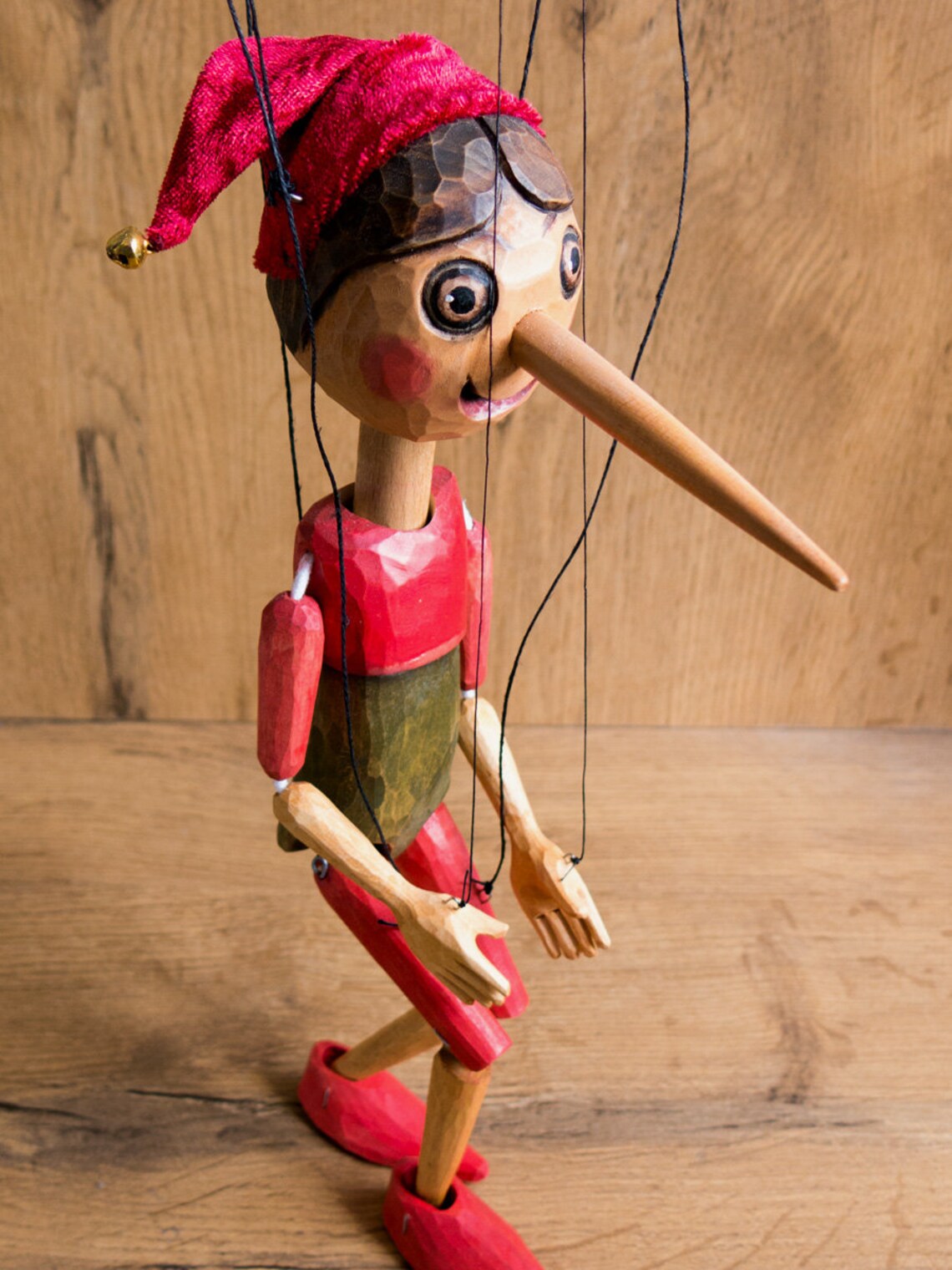 Wooden Pinocchio Puppet 11.8" / 30cm – Hand-carved String Marionette - Etsy