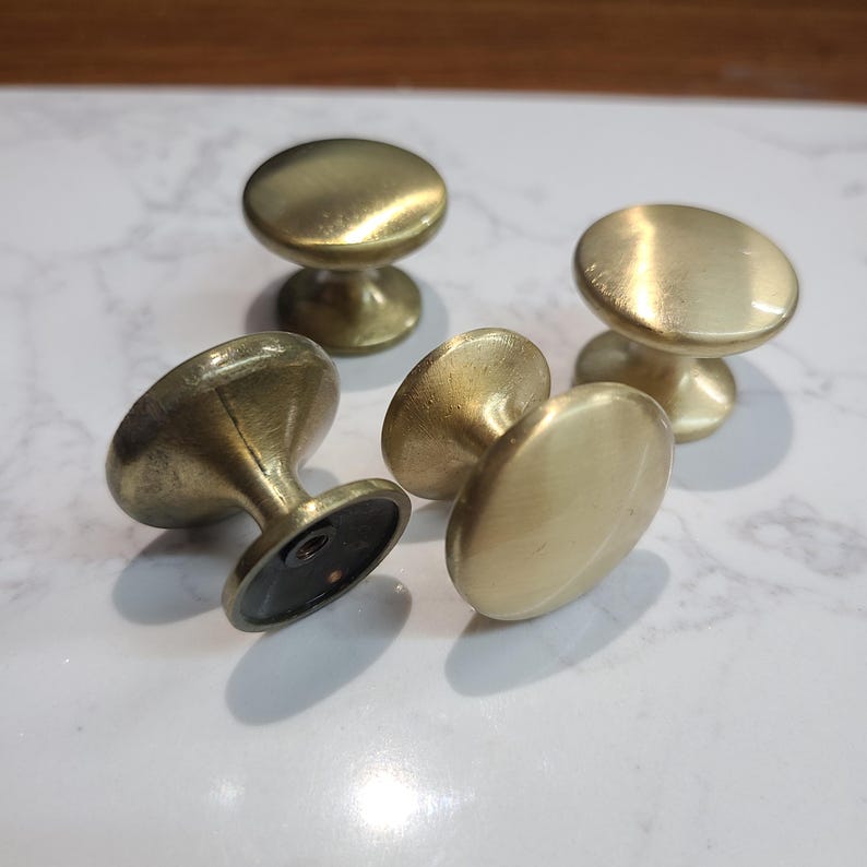 10 Pc Modern Round Brushed Gold Cabinet Knobs – Sleek Metal Drawer ...