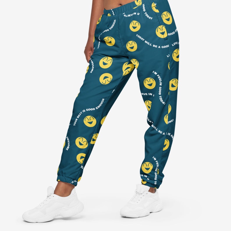 Y2K Streetwear Blue Pants Smiley Face Baggy Track Pants - Etsy