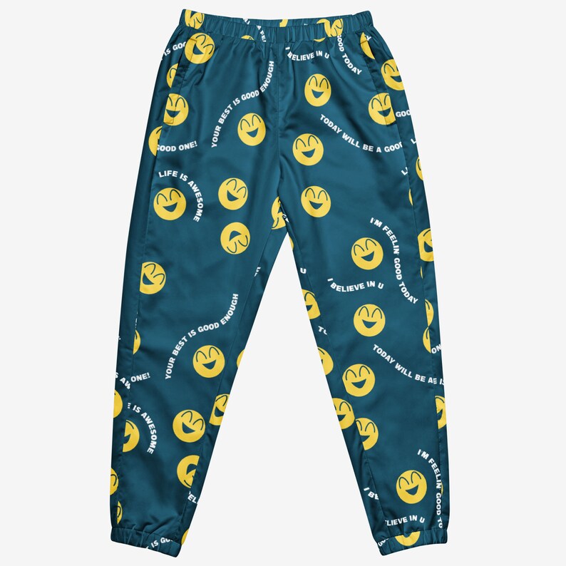 Y2K Streetwear Blue Pants Smiley Face Baggy Track Pants - Etsy