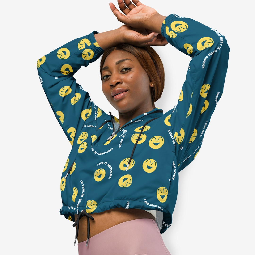 Y2K Streetwear College Style Wind Breaker | Cropped Hoodie | Smiles All ...