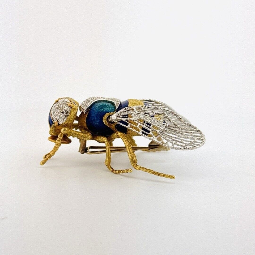 Buccellati Italy 18k Gold Large Bee Brooch-pin Royal Blue Enamel ...