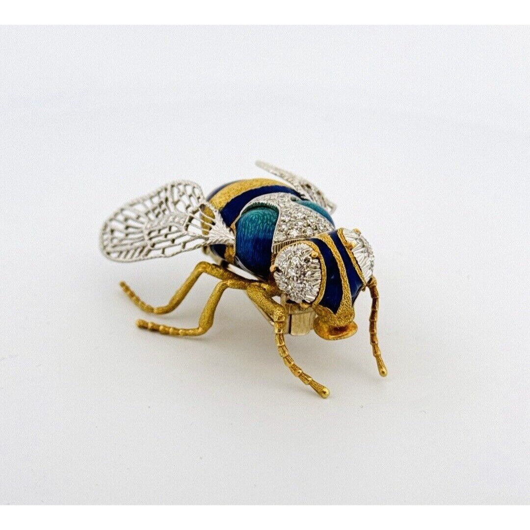 Buccellati Italy 18k Gold Large Bee Brooch-pin Royal Blue Enamel ...