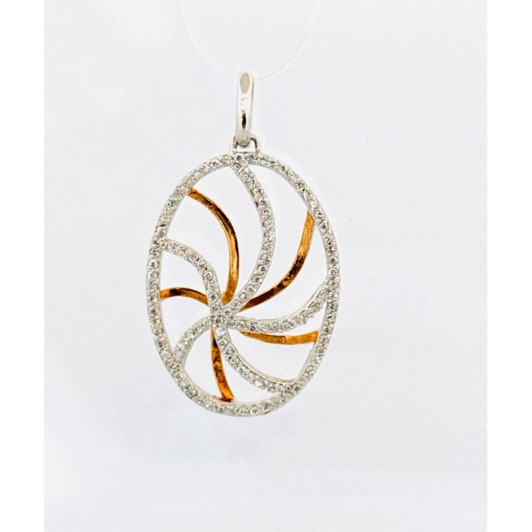 Elegant Brand New Sterling Silver 925 Gold Overlay Pendant With White ...
